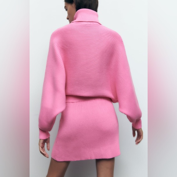Zara | Sweaters | Zara High Neck Rib Sweater Pink | Poshmark
